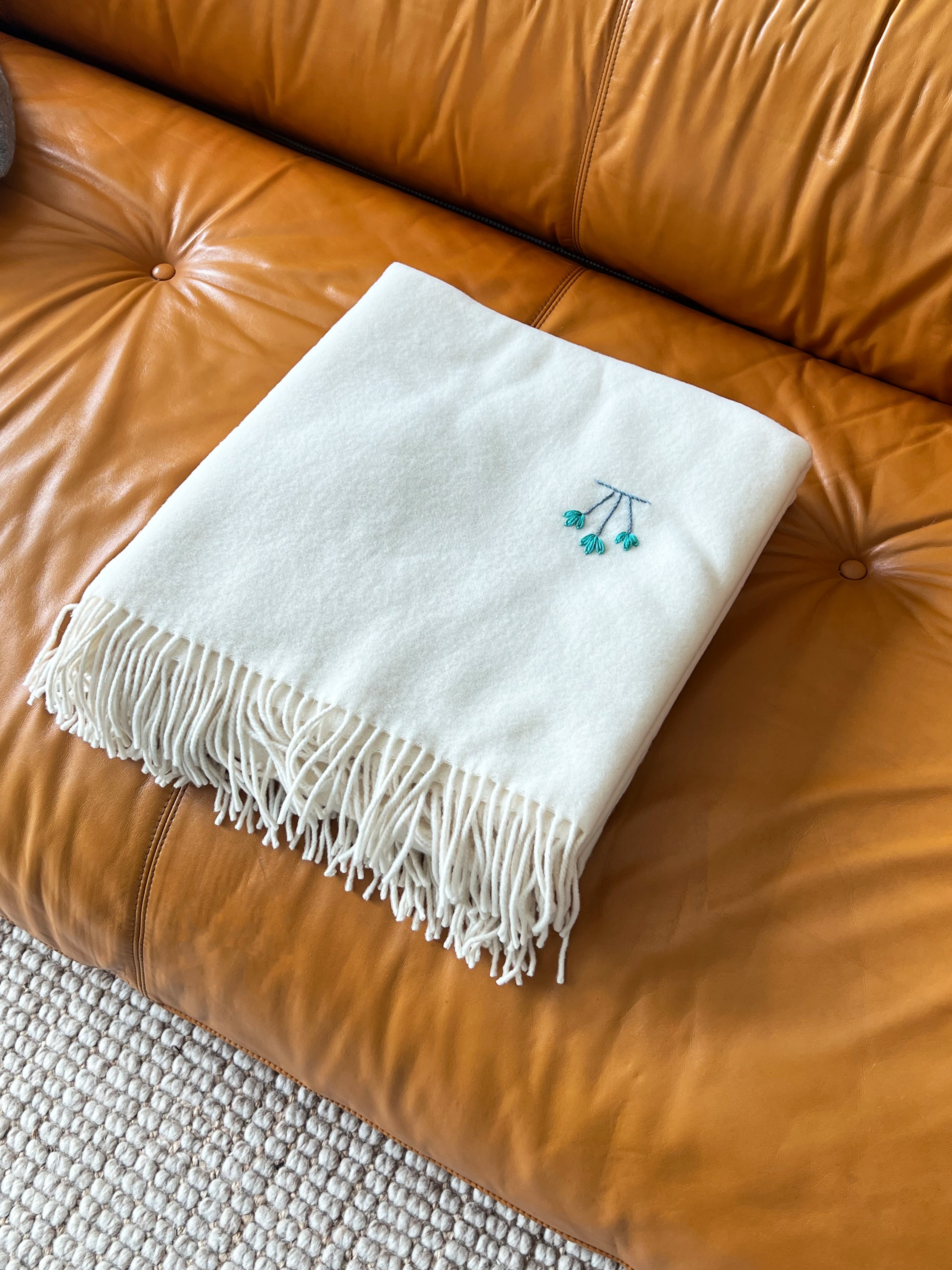 Pure Virgin Wool Italian Blanket with Hand Embriodery – Home Union NYC