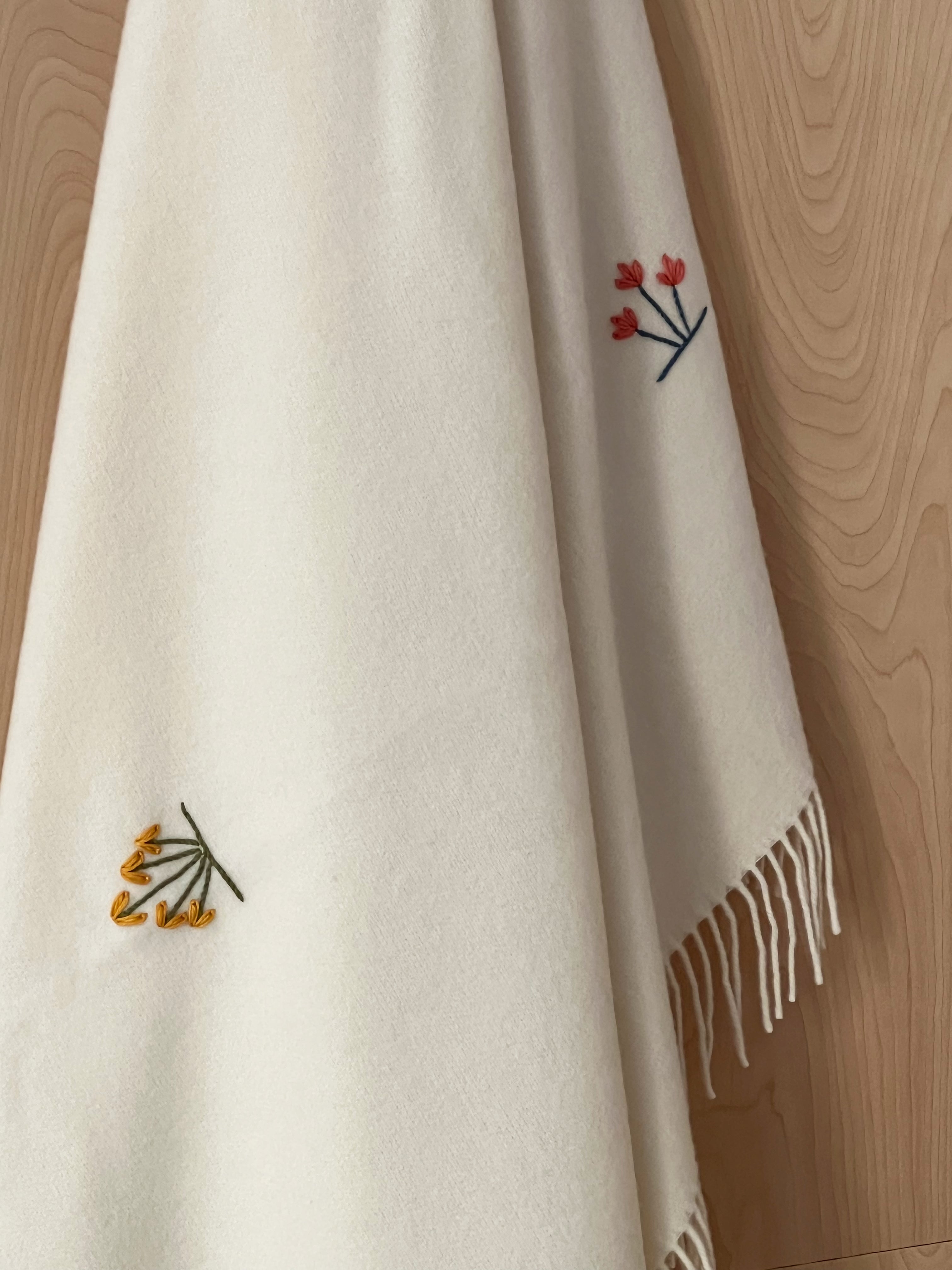 Pure Virgin Wool Italian Blanket with Hand Embriodery – Home Union NYC