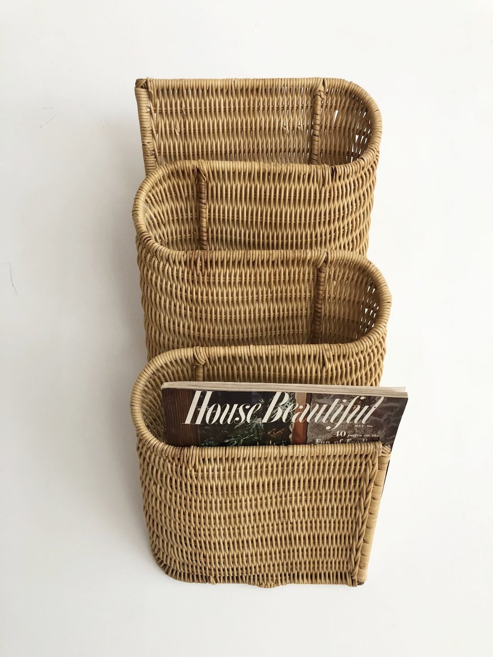 1970s Curvy Wicker Wall Mounted Magazine Rack – Home Union NYC