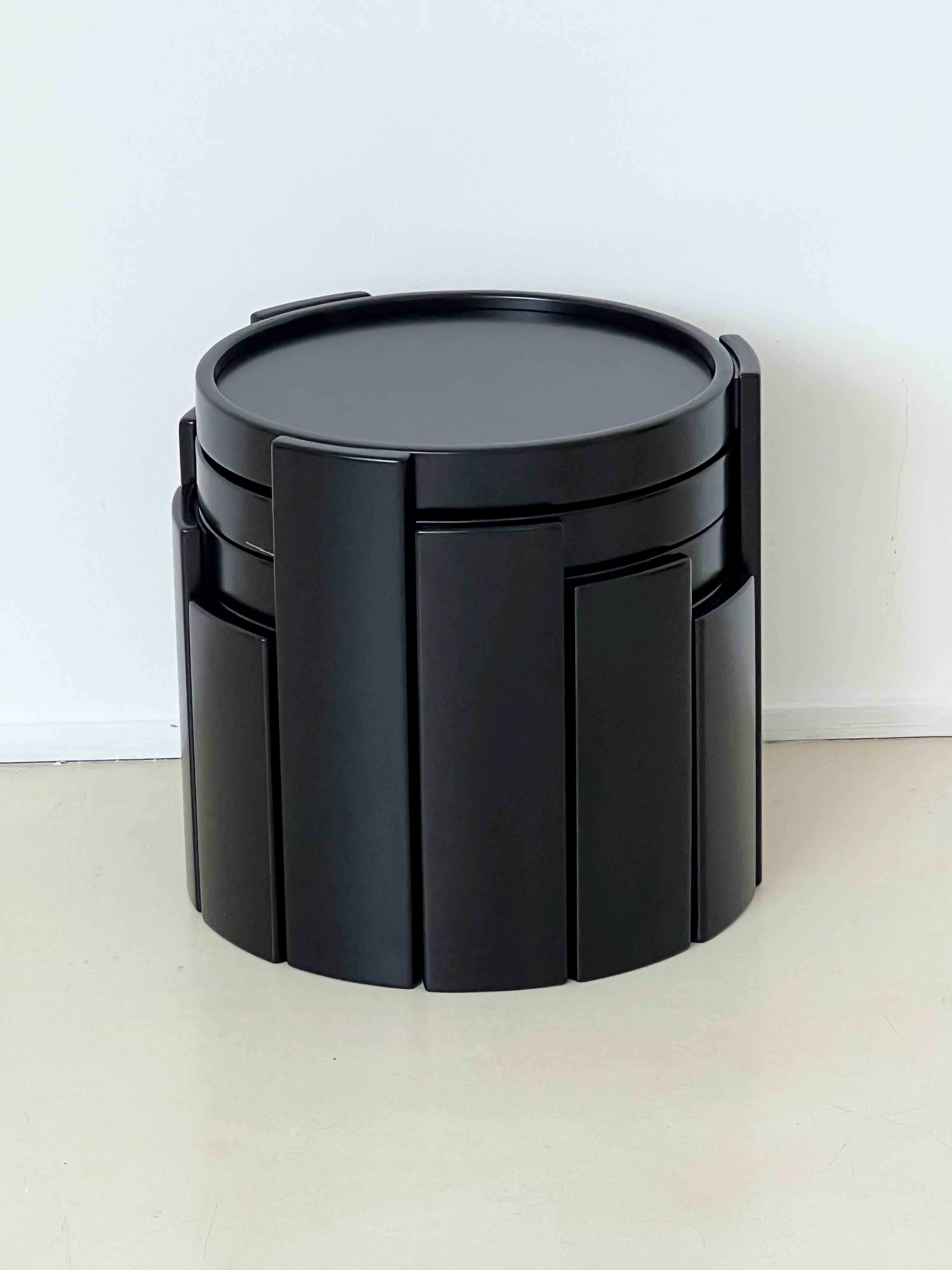 Stack of 1960s Black Gianfranco Frattini for Cassina Reversible Stacki ...
