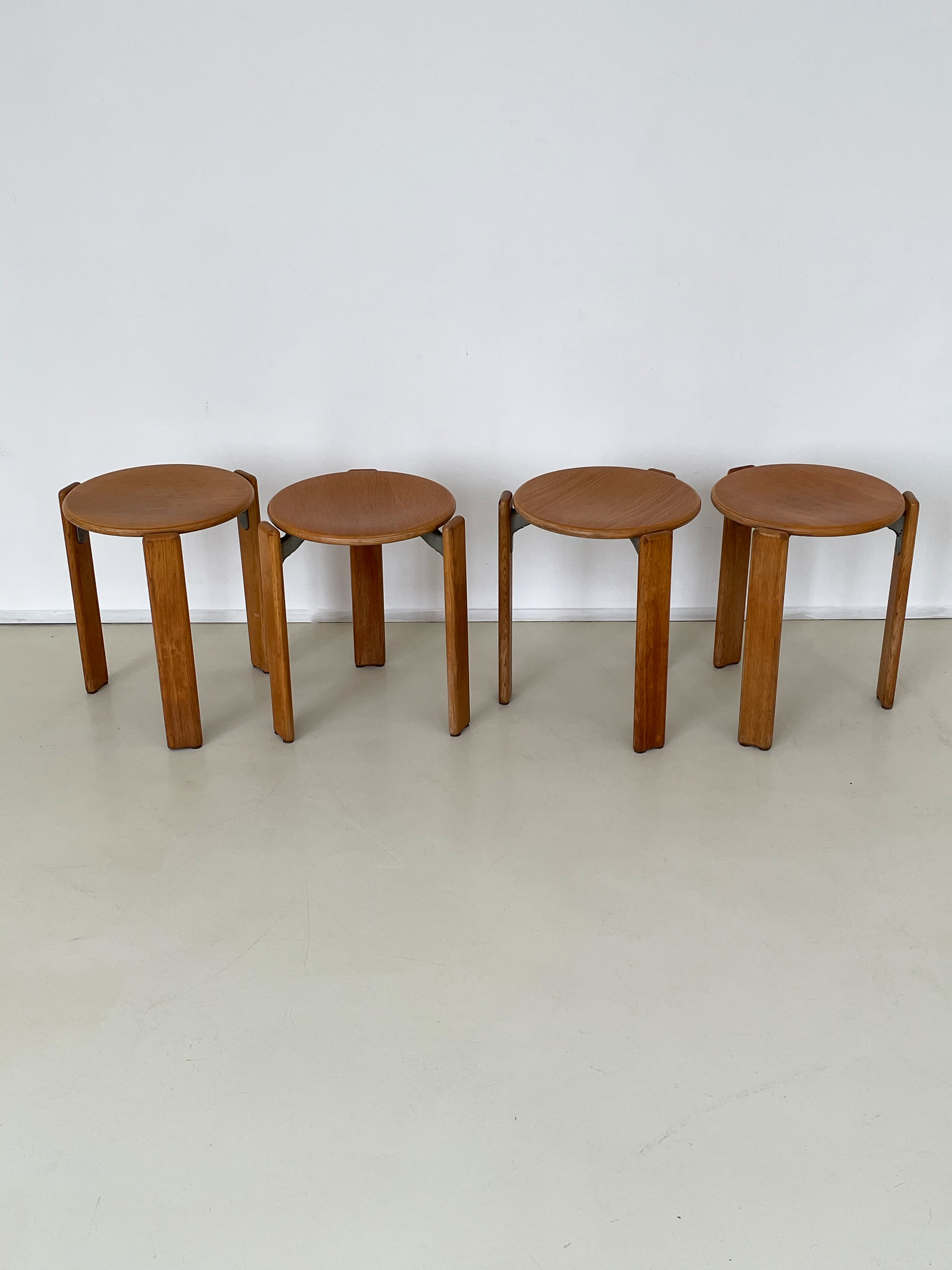 Bruno Rey Set of 4 "Rey" Stacking Stools in Oak – Home Union NYC