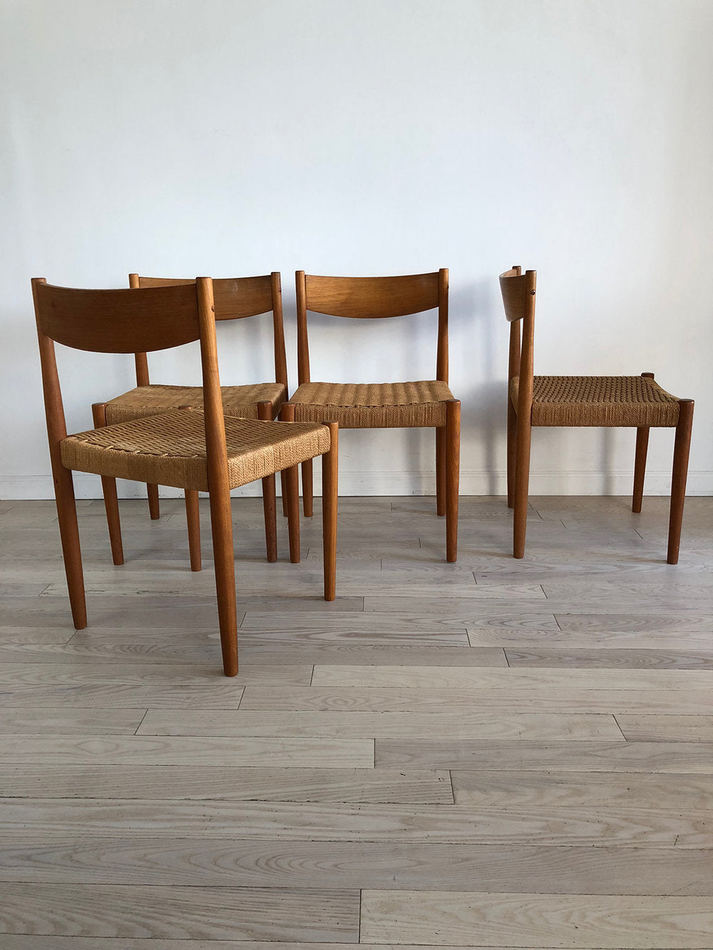 Mid Century Teak Rope Chairs-Set of 4 – Home Union NYC